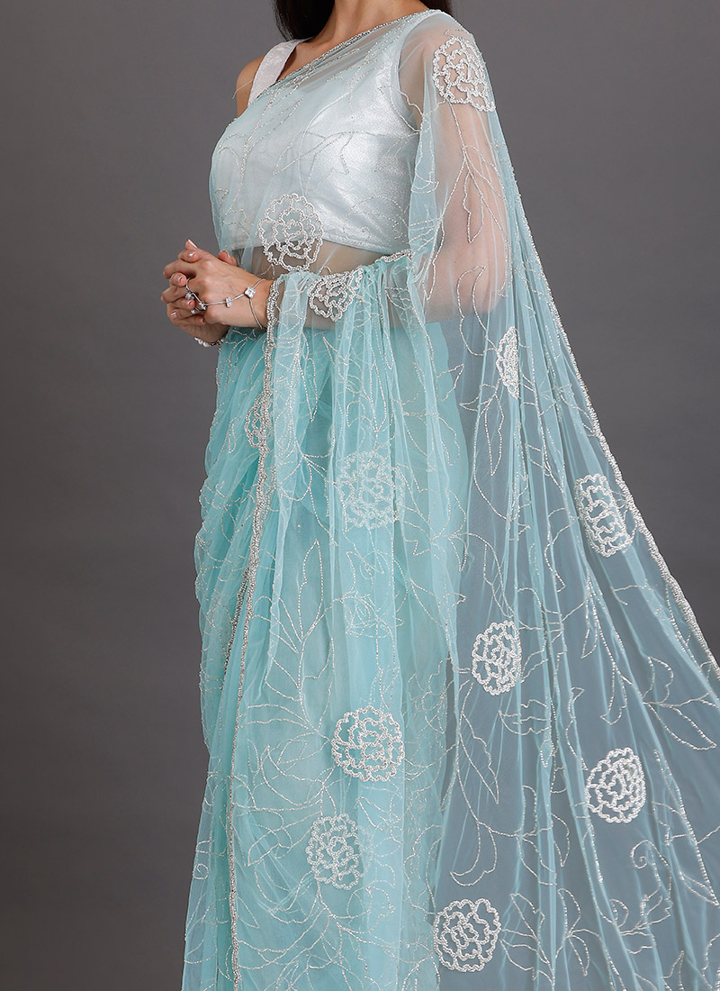 Hand Embroidered Sarees | Zardosi Sarees | Zari Stone work sarees