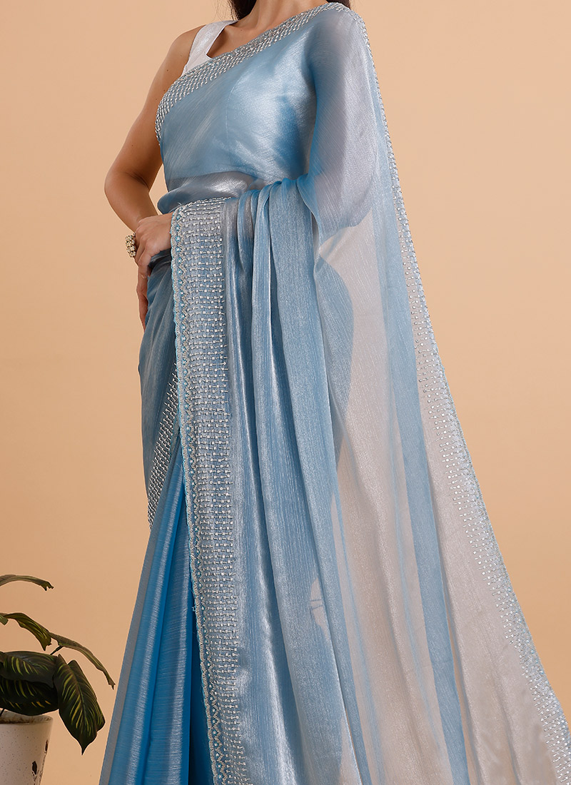 Hand Embroidered Sarees | Zardosi Sarees | Zari Stone work sarees