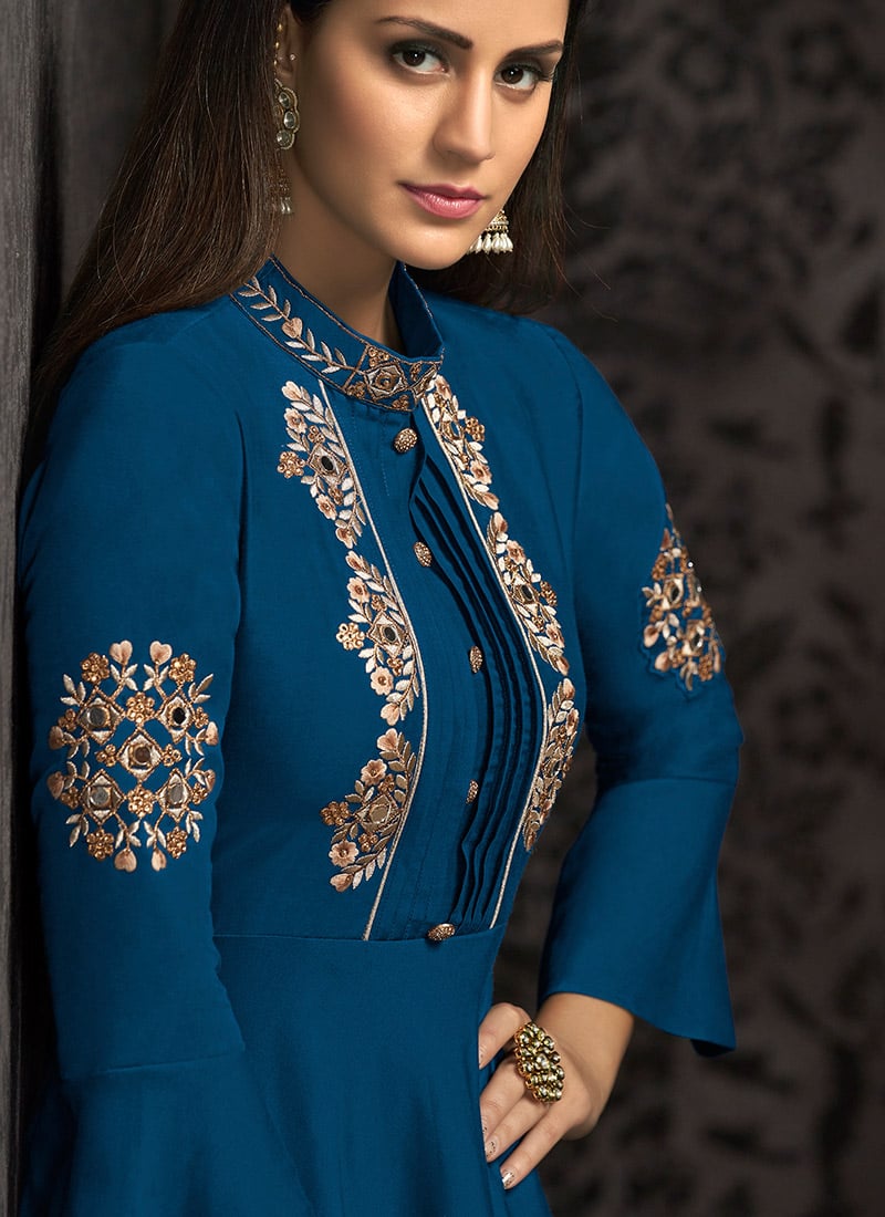 Buy Blue Embroidered Anarkali Gown Party Wear Online at Best Price ...