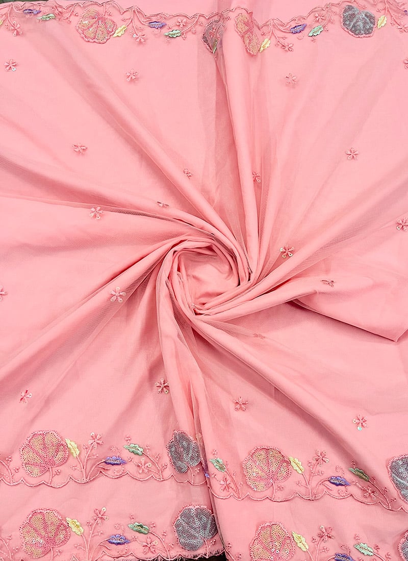 Buy Pink Net Embroidered Fabirc Online at Best Price | Cbazaar