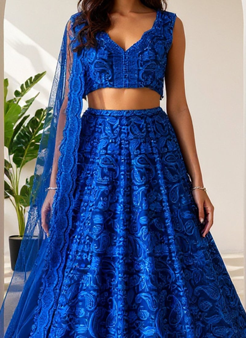 Latest Blue Lehenga Choli Designs For Women Online -Cbazaar