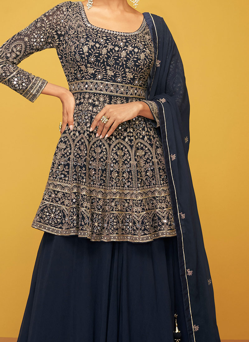 Buy Designer Lehenga With Long Top Choli Online