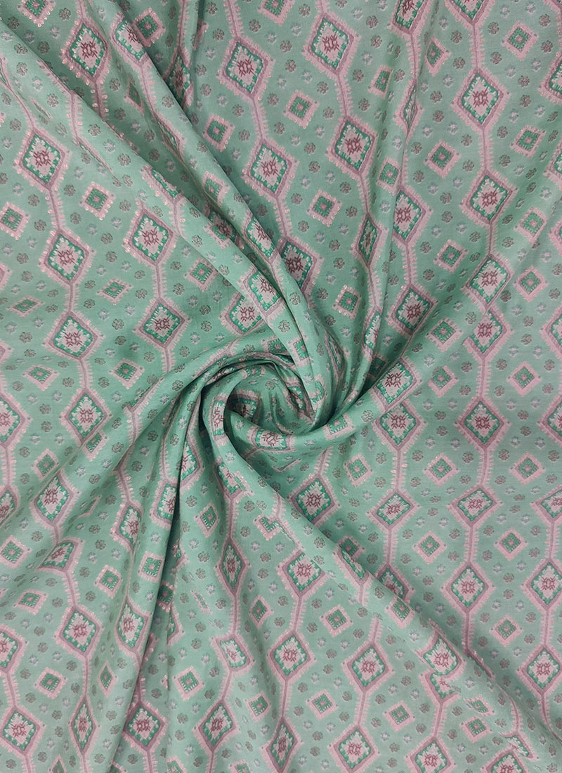 Shop Blue Modal Satin Print Fabric in UK - Cbazaar