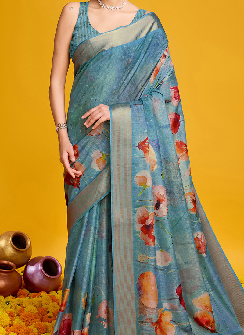 Buy Latest Blue Sarees Online Shopping At Cbazaar
