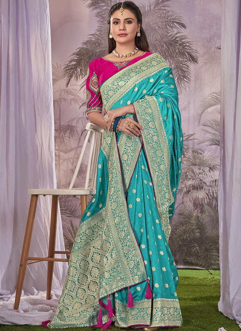 Trendy Blue Colour Sarees Design Online In India
