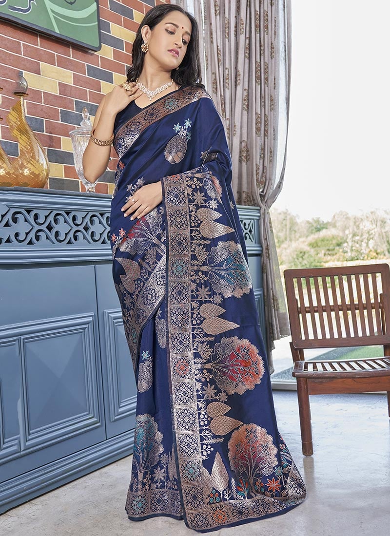 Buy Latest Blue Sarees Online Shopping At Cbazaar
