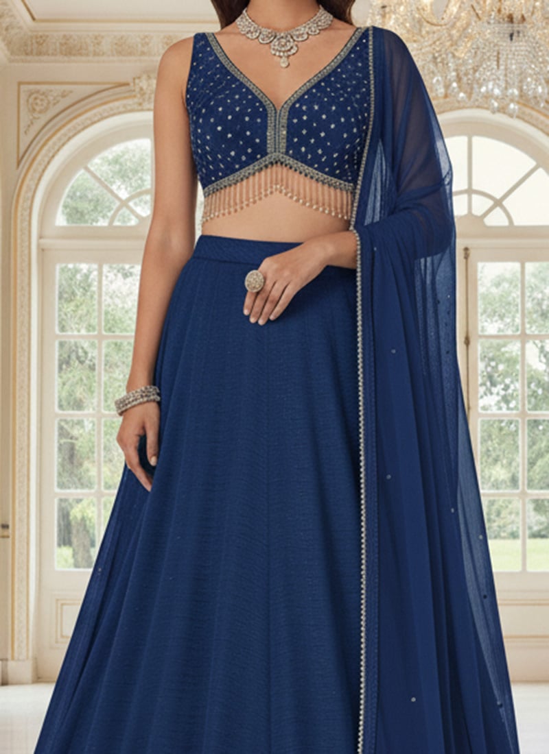 Latest Blue Lehenga Choli Designs For Women Online -Cbazaar