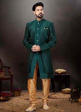 Buy Green Color Sherwanis | Online Green Colour Sherwanis | Designer ...