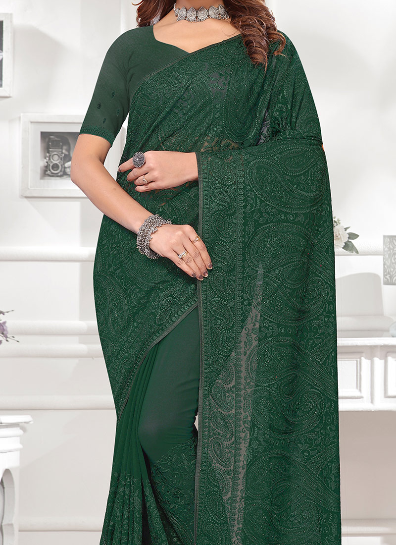 Buy Trendy Green India Sarees Online at Cbazaar