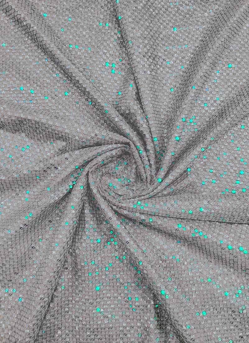 Shop Grey Sequins Organza Fabric Online at Best Price | Cbazaar