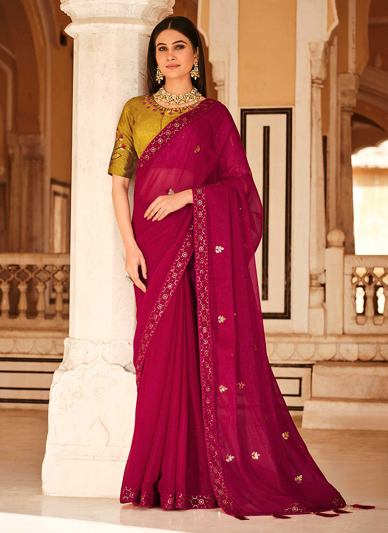 Dark Magenta Color Saree