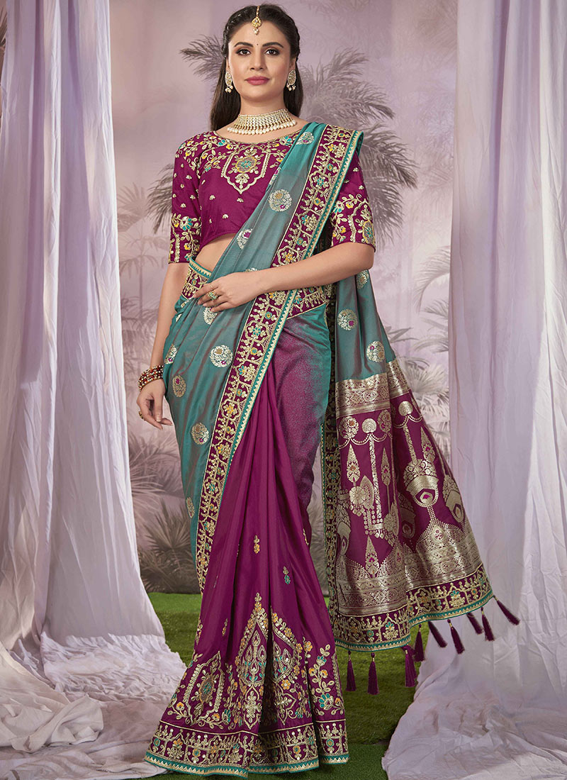 Trendy Blue Colour Sarees Design Online In India