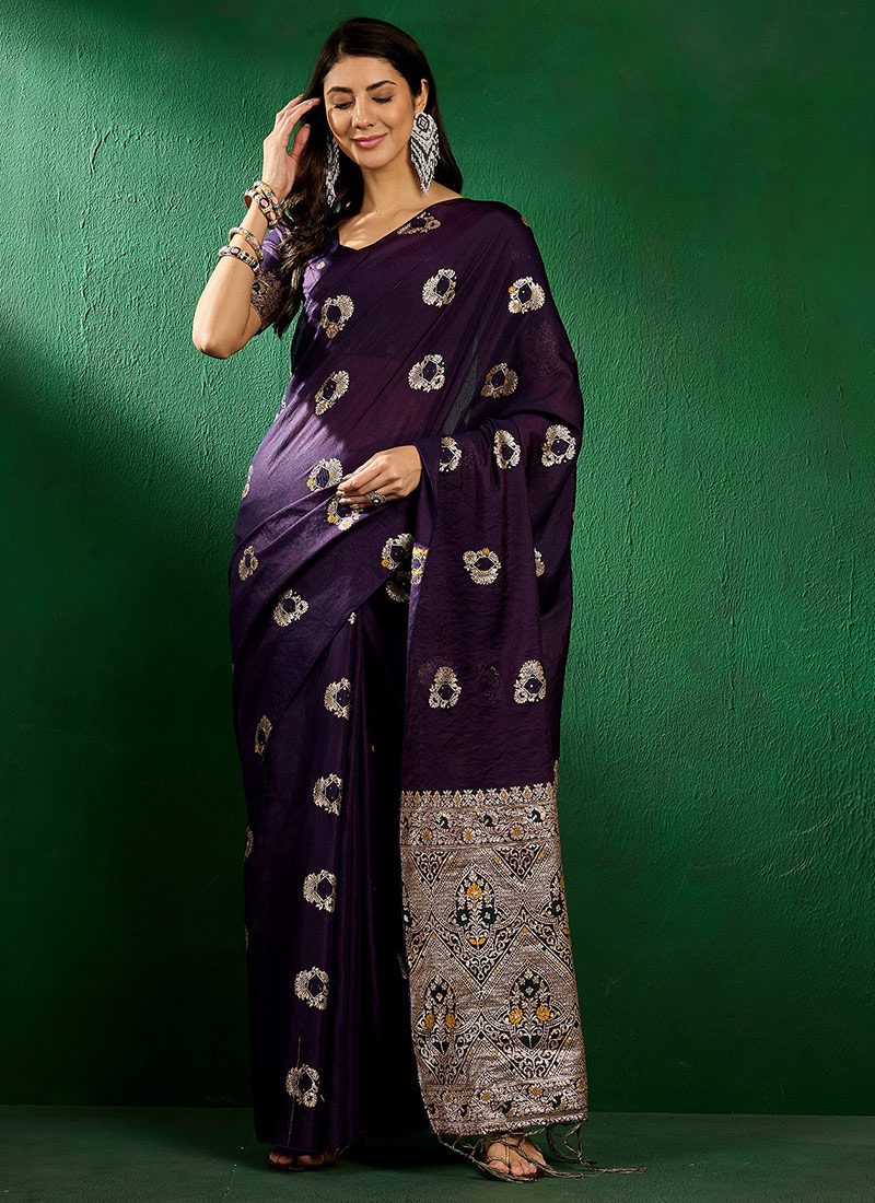 Buy Latest Purple Sarees Online For Women - Cbazaar