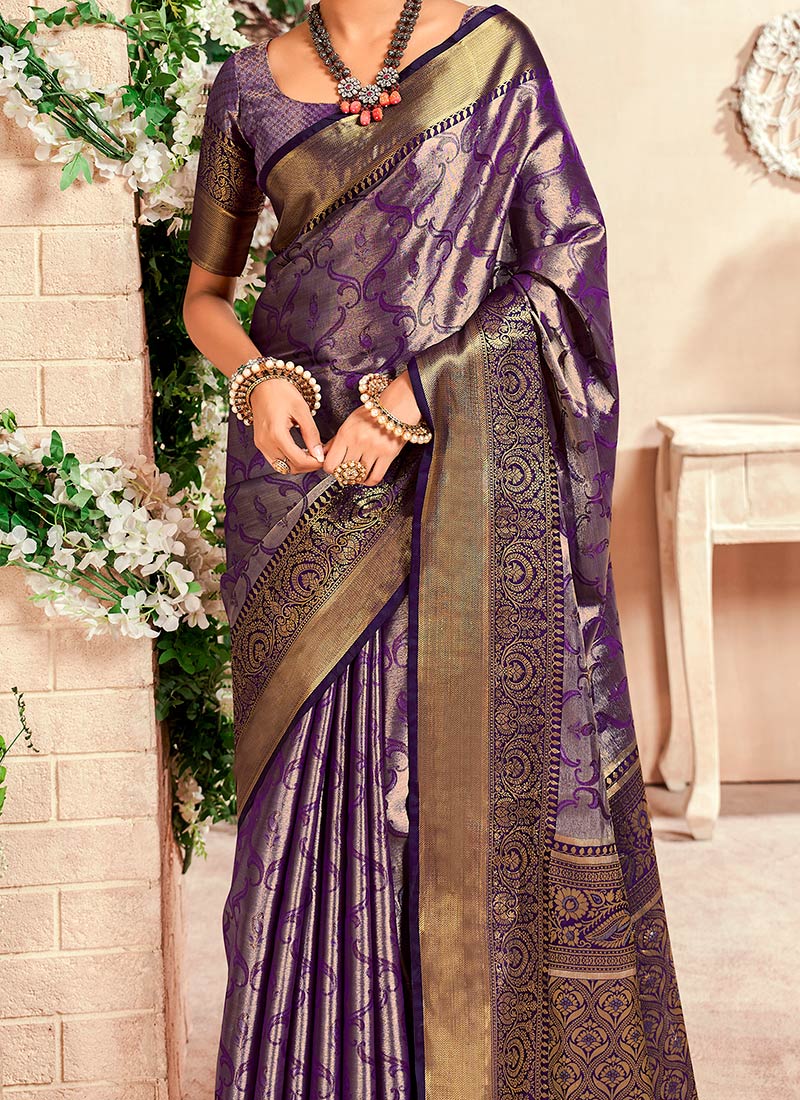 Buy Latest Purple Sarees Online For Women - Cbazaar