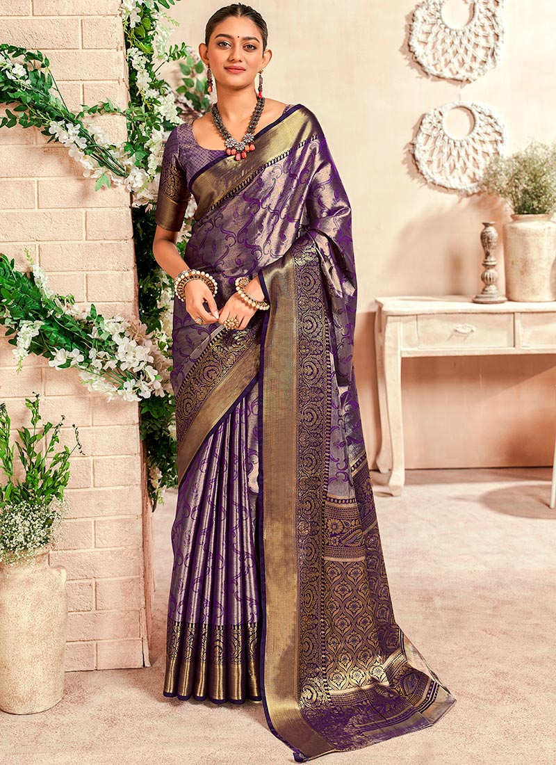 Buy Latest Purple Sarees Online For Women - Cbazaar