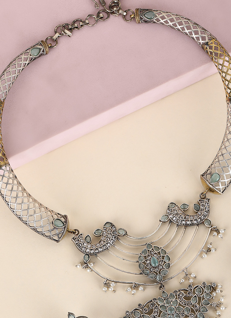 Buy Couture Dual Tone Handcrafted Brass Necklace With Earings Party ...