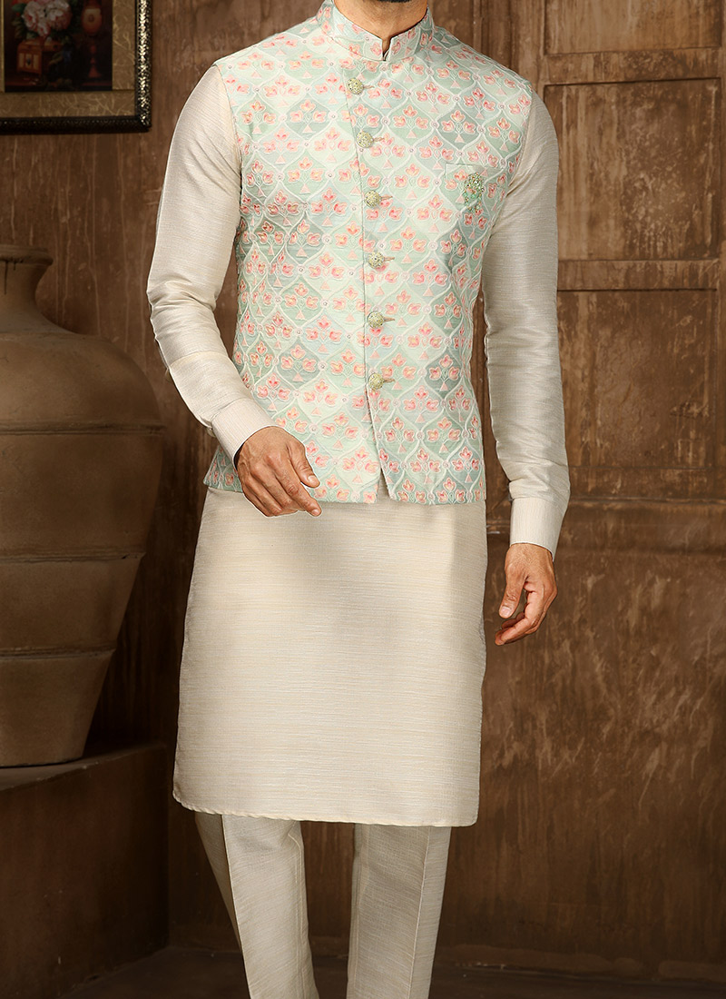 Buy Indian Ethnic Clothing - Pongal Cream Men Kurta Pyjamas