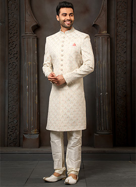 Buy Cream Color Sherwanis Online | Designer Cream Sherwanis