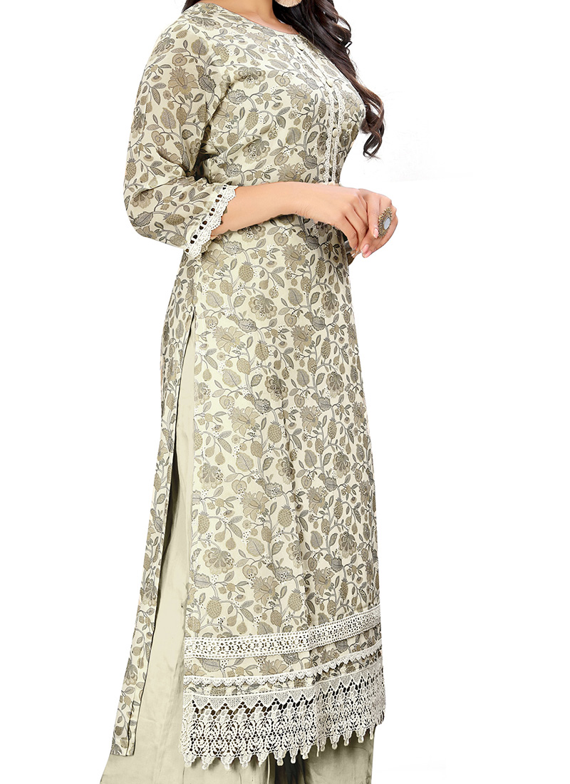 Buy Cream Faux Georgette Digital Print Palazzo Suit After Six Wear ...