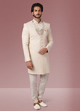 Buy Cream Color Sherwanis Online | Designer Cream Sherwanis