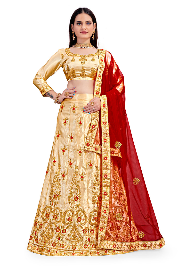 Buy Cream Lehenga Choli Online | Cream Color Lehengas For Women