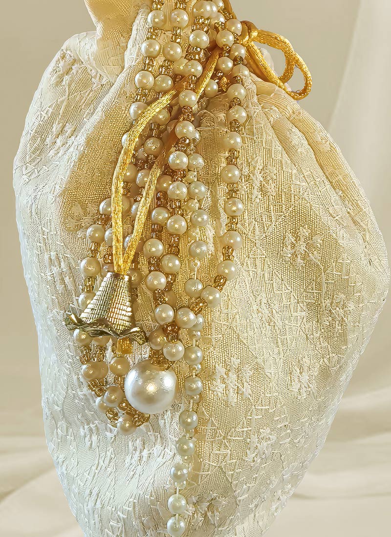 Buy Cream Silk Embroidered Thread Potli Festive Wear Online at Best ...