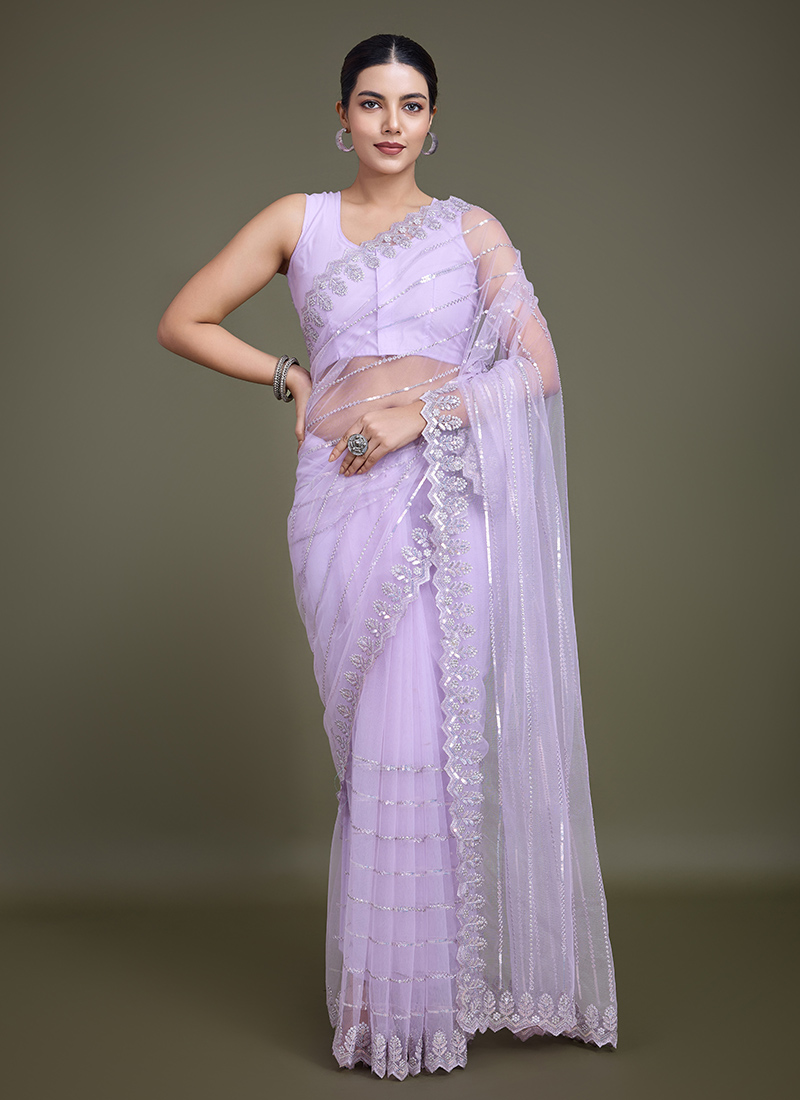 Buy Lavender sarees online | Lavender sarees styles | Online Lavender ...