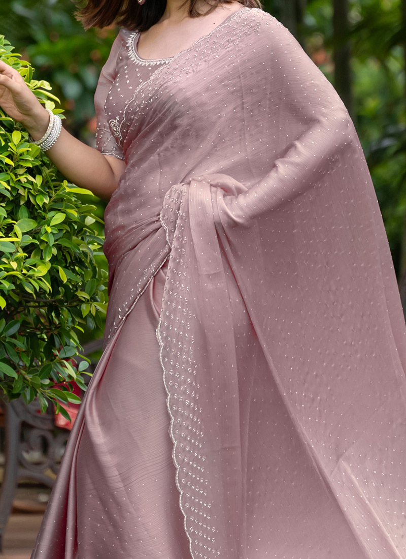 Hand Embroidered Sarees | Zardosi Sarees | Zari Stone work sarees