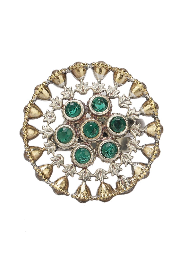 Buy Elegant Adjustable Dual Tone Brass Ring Party Wear Online at Best ...