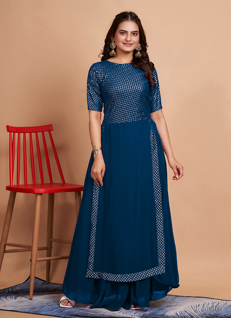 Buy Elegant Faux Georgette Embroidered Anarkali Gown Party Wear Online ...