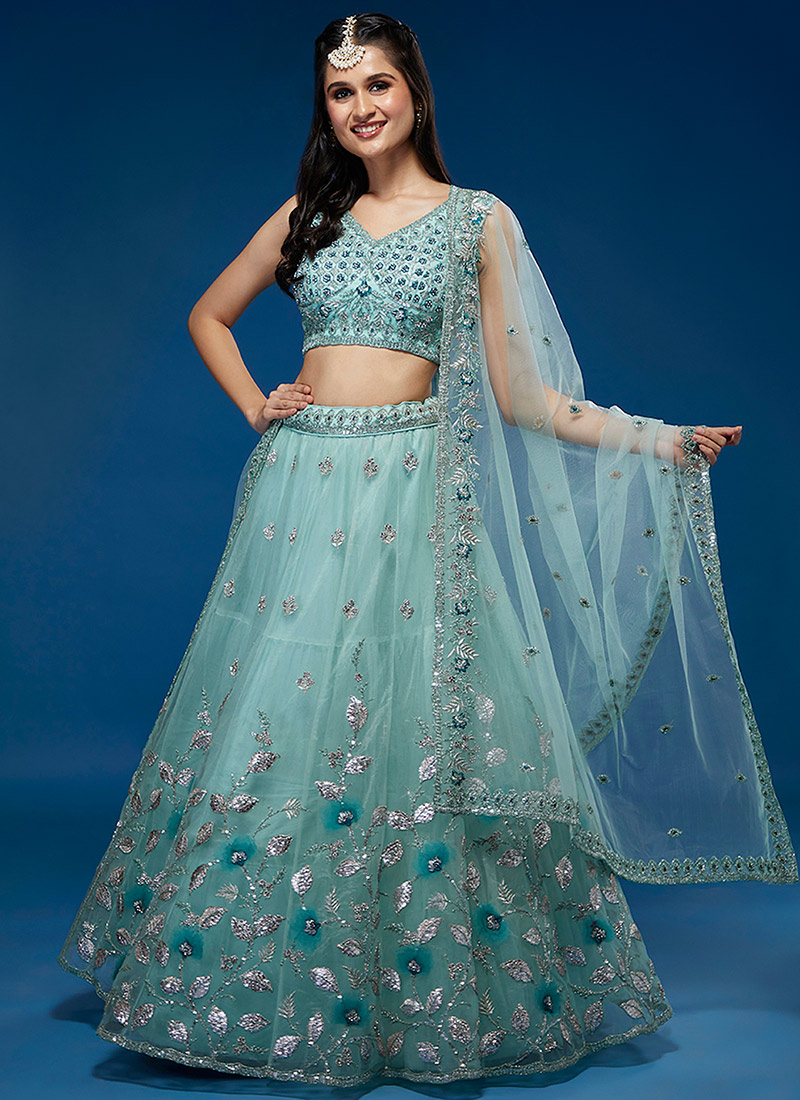 Latest Blue Lehenga Choli Designs For Women