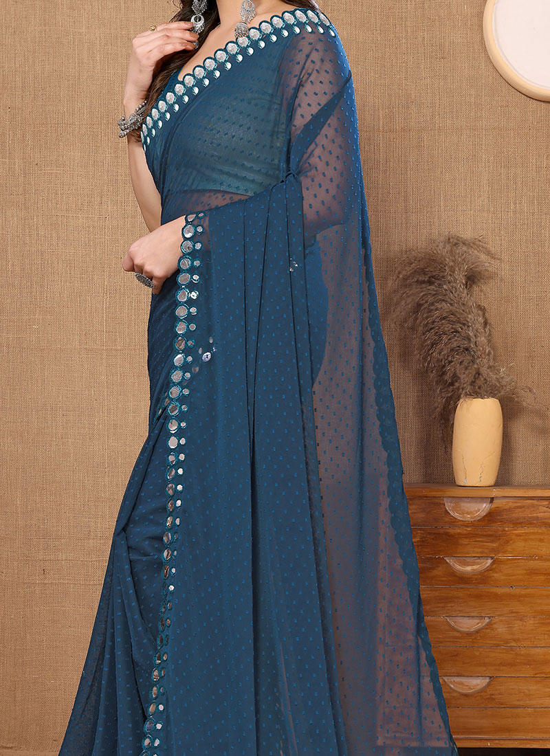 Mirror work sarees | Georgette Saree With Mirror Work | | Mirror Work ...