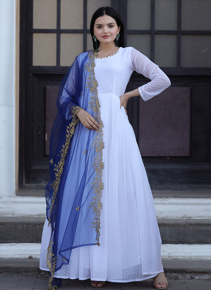 Buy Faux Georgette Butti Work Anarkali Gown Party Wear Online at Best ...