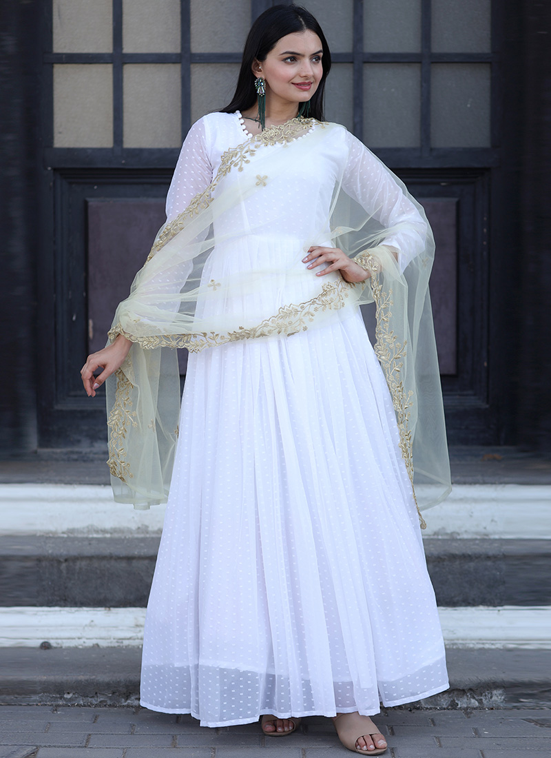 Shop Faux Georgette Butti Work Anarkali Gown Party Wear Online at Best Price | Cbazaar