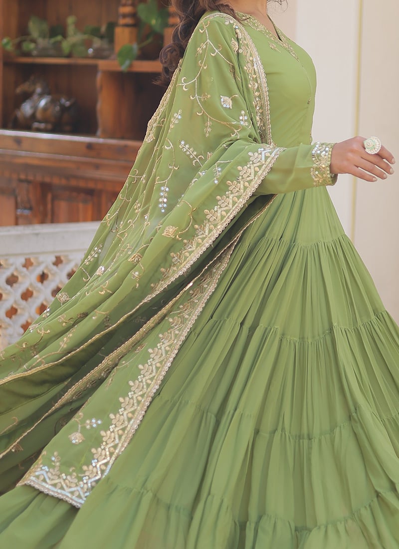 Shop Faux Georgette Embroidered Anarkali Gown Party Wear Online at Best ...