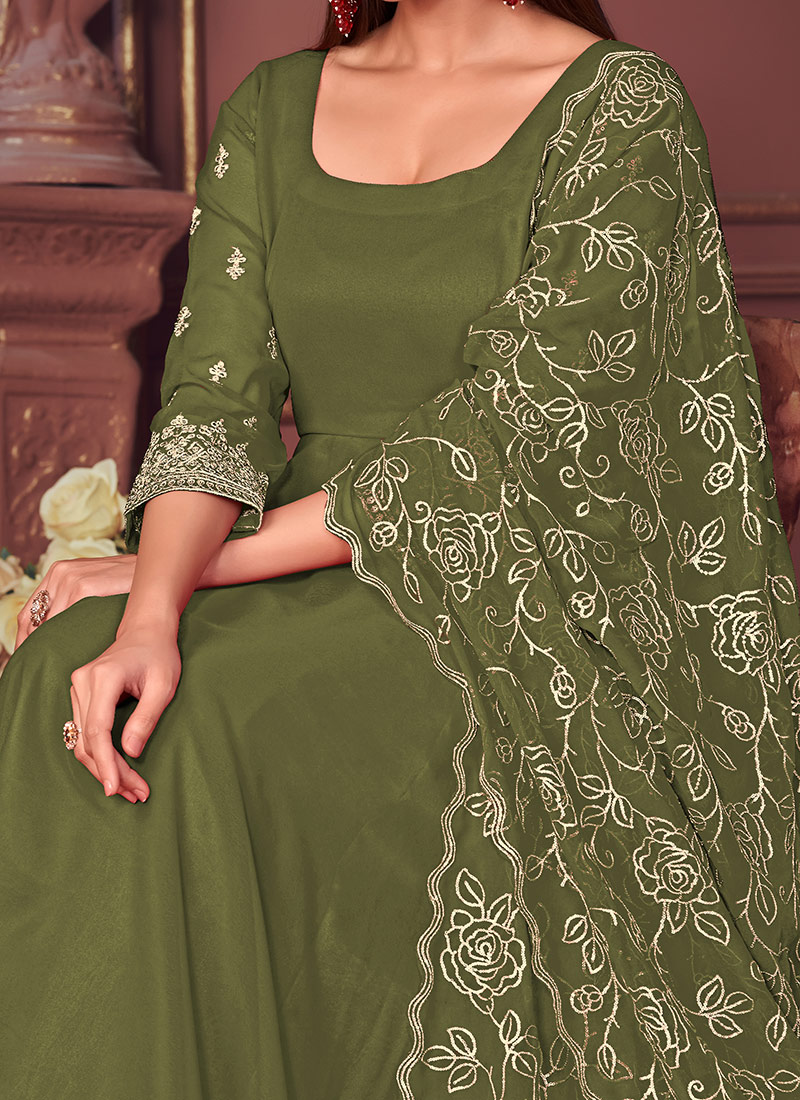 Shop Faux Georgette Embroidered Anarkali Suit Party Wear Online at Best ...