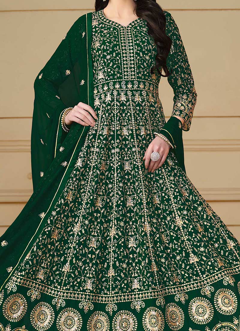 Shop Faux Georgette Embroidered Sequins Anarkali Suit Party Wear Online ...