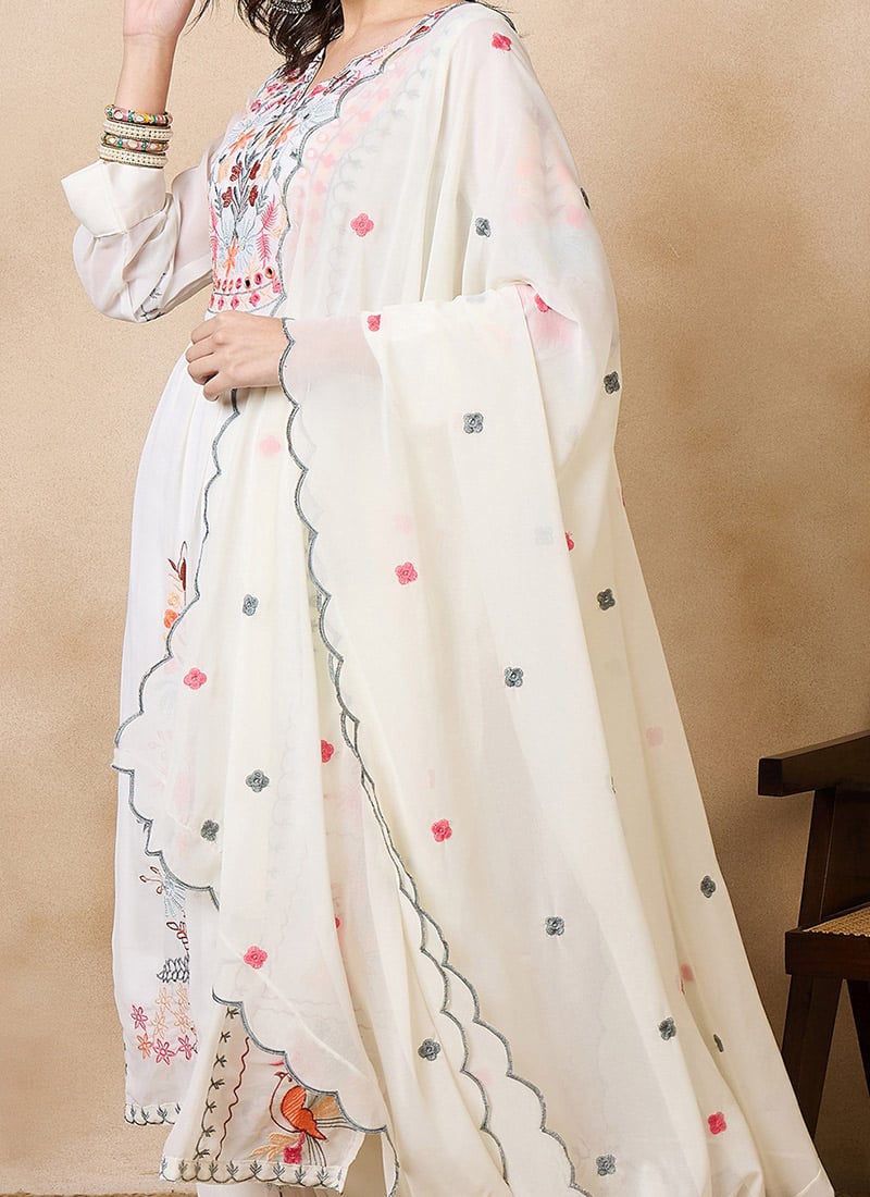 Buy Faux Georgette Embroidered Straight Pant Suit After Six Wear Online ...