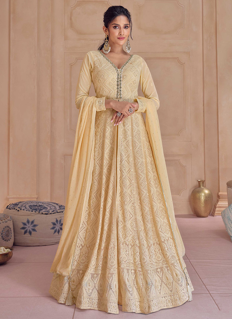 Shop Faux Georgette Sequins Embroidered Anarkali Suit Party Wear Online ...