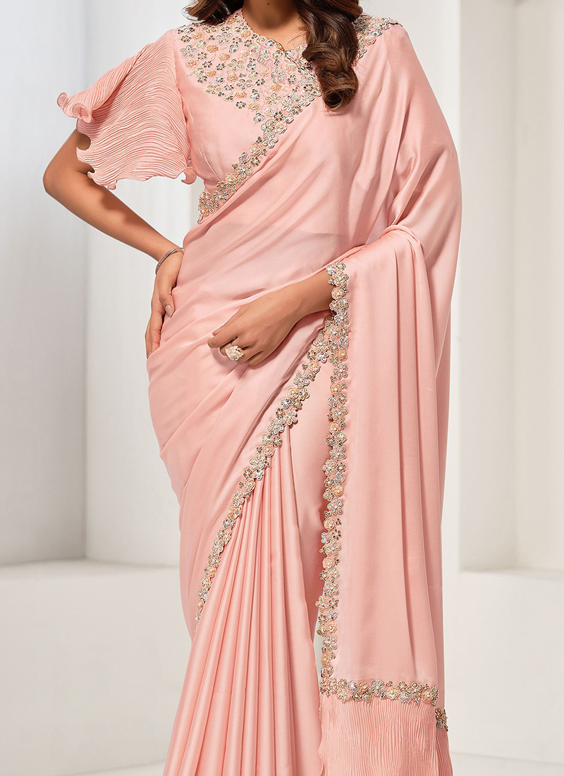 Hand Embroidered Sarees | Zardosi Sarees | Zari Stone work sarees