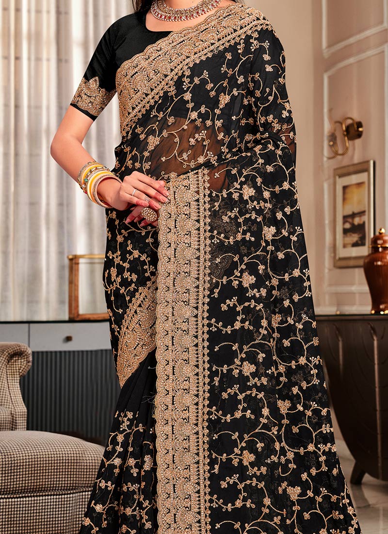 Buy Latest Black Sarees Designs For Women Online At Cbazaar