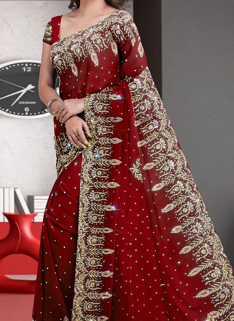 Shop Stunning Hand Work Sarees For Women Online -Cbazaar