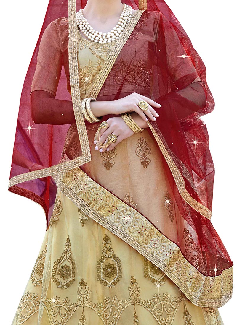 Buy Gold Art Silk Embroidered A Line Lehenga Party Wear Online at Best ...