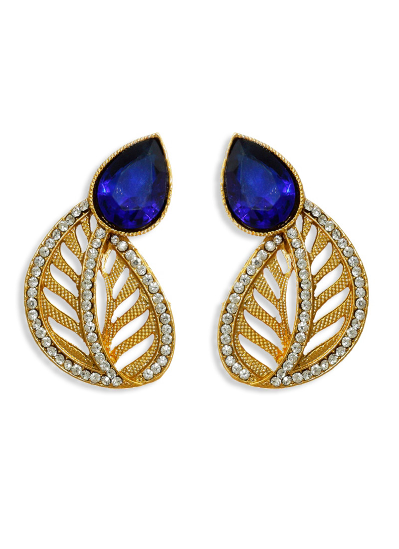 Buy Gold N Blue Studs Online at Best Price | Cbazaar