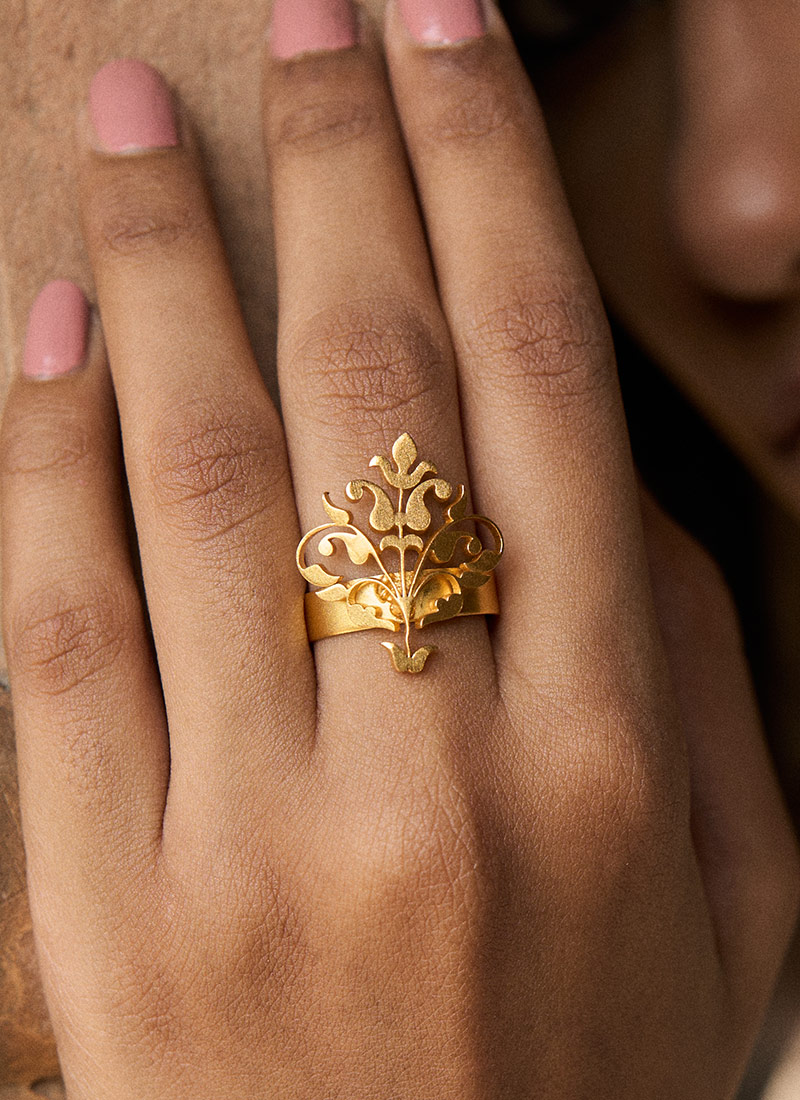 Shop Gold Plated Leaf Alloy Ring Online at Best Price | Cbazaar