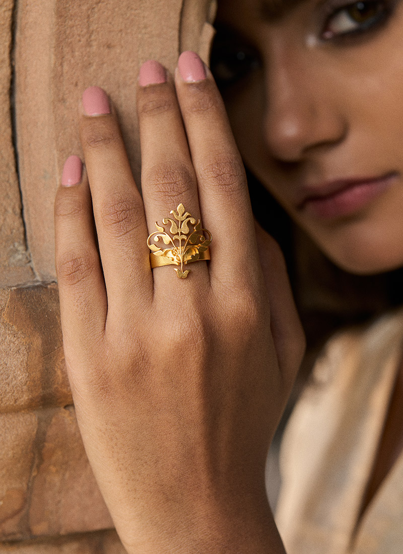 Shop Gold Plated Leaf Alloy Ring Online at Best Price | Cbazaar
