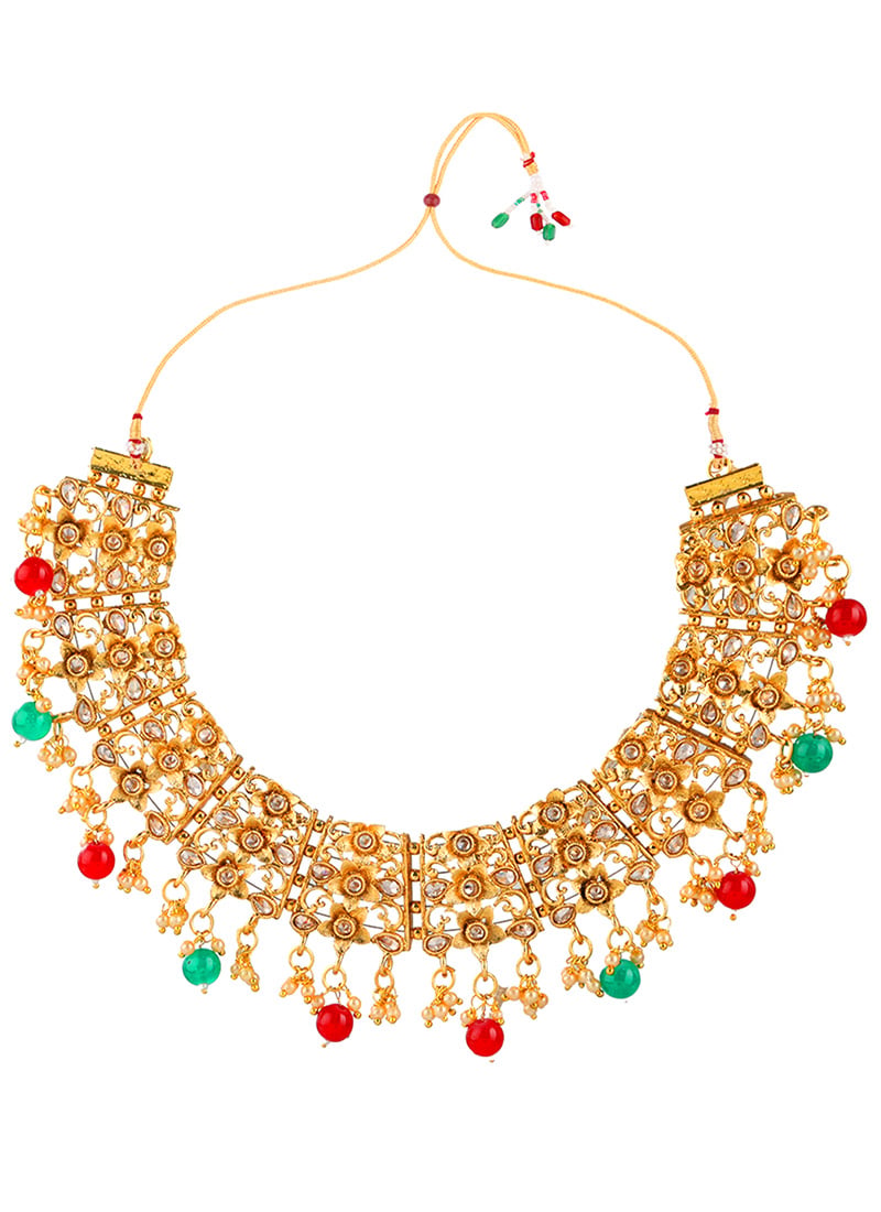 Shop Gold Stones Moti Choker Festive Wear Online at Best Price | Cbazaar