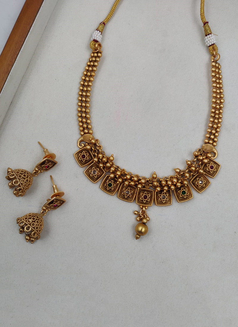 Shop Golden Elegance Necklace With Stone Work in UK - Cbazaar