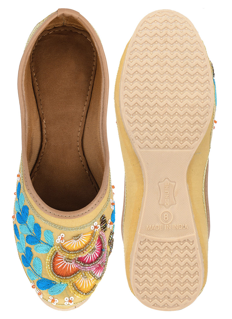 Shop Golden Hand Embroidered Sequins Juti in UK - Cbazaar