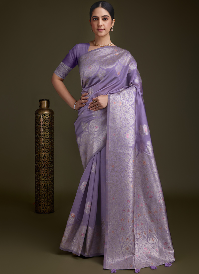 Buy Lavender sarees online | Lavender sarees styles | Online Lavender ...